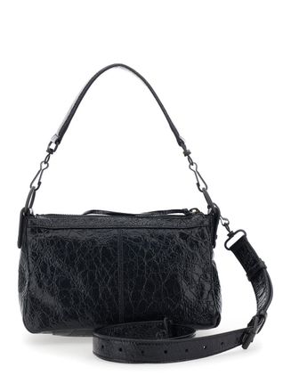 Balenciaga Womens Mini Shoulder Bag Le City Moto Black Leather