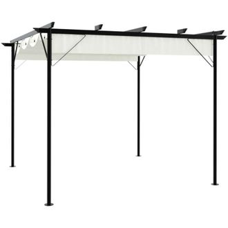 vidaXL Vidaxl - Pergola avec toit r&eacute;tractable Blanc cr&egrave;me 3 x 3 m Acier