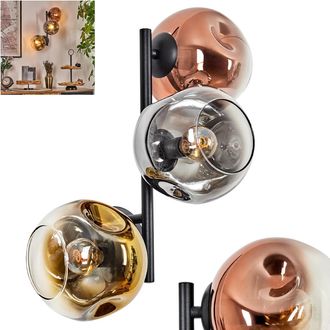 HOFSTEIN Wandleuchte Ripoll, Wandlampe aus Metall/Glas in Schwarz/Kupfer/Chrom/Rauch/Gold/Klar, Leuchte im Vintage-Design (Schirme &Oslash; 15 cm), E14, Wohnzimmer, S