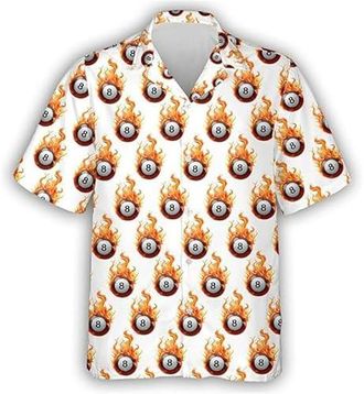 Keephen kewing Billiard Jeu Impression 3D Chemise Hawaiienne Femmes Hommes Billes de Billard Chemise &agrave; Boutons Casual Bowling Chemise &Eacute;t&eacute; &Eacute;quipe Chemise