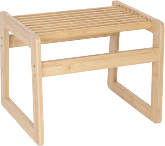 Relaxdays Badhocker, Bambus, kompakt, offene Bauweise, Saunahocker, HxBxT: 30 x 38 x 33 cm, Sitzbank Flur und Bad, Natur