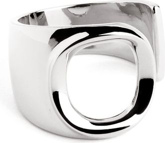Singularu Letter Signet Personalisierter Ring. Messing mit Rhodium-Beschichtung. Schmuck für Damen. Buchstabe O