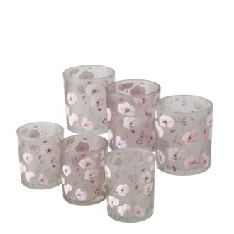 Boltze 2 x Windlicht Sarah Glas H&ouml;he 9-10 cm, Set, Floral