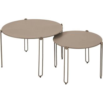Oviala Lot de 2 tables basses gigognes de jardin taupe