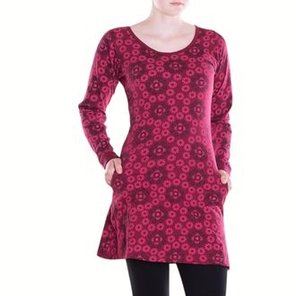 vishes Damen leichtes Langarmshirt-Kleid in Dunkelrot | Gr&ouml;&szlig;e M (38) | Handgefertigt aus 100% Baumwolle | Ideal f&uuml;r Fr&uuml;hling, Sommer & Herbst | Nachhaltige A