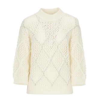 PESERICO Femme, Pulls, Blanc, Taille: 36 FR Maille &agrave; col rond