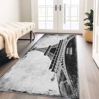 Generic Tapis Couloir Long La Tour Eiffel r&eacute;trograde Tapis Cuisine Devant Evier Antid&eacute;rapant Absorbant Tapis Int&eacute;rieur Entr&eacute;e Long 60x180 cm de Passage Modern