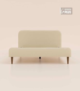 Tediber Lit Scandi 140x190 cm Plus - Beige Velout&eacute; - Bois nordique et acier recyclable - Style scandinave - Design intemporel et confortable - Robuste - Tedib