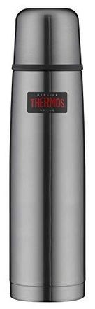 Thermos LIGHT & COMPACT BEVERAGE BOTTLE 1l, stone grey, Thermosflasche Edelstahl, Isolierflasche grau mit Trinkbecher, 24 h heiß / 24 h kalt, spülmaschinenfes