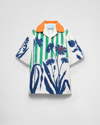 Prada Timecapsule-Hemd aus bedruckter Baumwolle