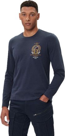 Aeronautica TS2467 Herren Langarm-T-Shirt, dreifarbige Pfeile, blau, Medium