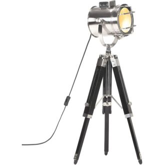 vidaXL Vidaxl - Lampadaire tr&eacute;pied noir en bois de manguier massif 55-69 cm - Abat-jour pivotant en acier - Douille E27 pour ampoule 25W