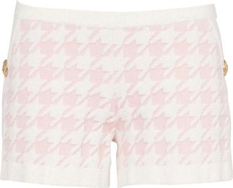 Balmain Femme, Shorts, Rose, Taille: 36 FR Houndstooth Light Tweed Shorts
