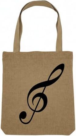 Fabulous Sac Shopping Tote Bag Aspect Lin - Clef de Sol Musique Solf&egrave;ge Partition - Sac de Courses Toile Epaisse 360g Beige Naturel Cabas Port&eacute; Epaule Solide I
