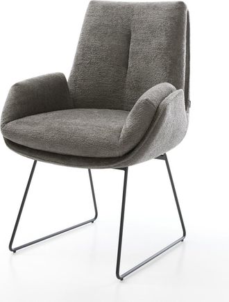 DELIFE Esszimmerstuhl Clea-Flex Boucl&eacute; Soft Schlamm Kufengestell Schwarz, Esszimmerst&uuml;hle