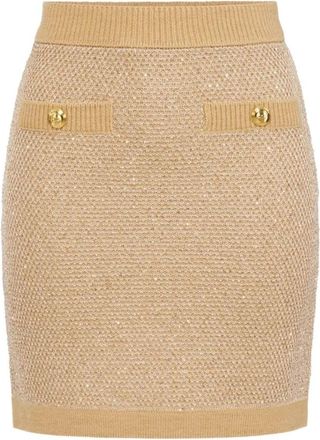 Elisabetta Franchi Femme, Jupes, Beige, Taille: 38 FR Knit Skirt with Sequins