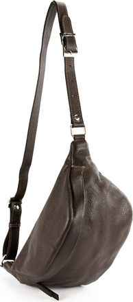 modamoda.de T77 - ital. H&uuml;fttasche Bauchtasche Brusttasche Medium aus weichem Leder, Farbe:Dark Chocolate