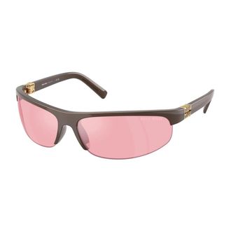Miu Miu Brauner Rahmen mit rosa verspiegelten Gl&auml;sern - - Accessories - Damen - Braun - 70 MM