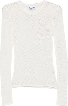 Ganni Femme, Pulls, Blanc, Taille: 36 FR T-shirt &agrave; manches longues