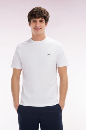Eden Park T-shirt En Coton Blanc Broderie Dos Cercl&eacute;e Coupe Droite