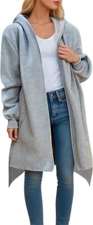 Generic Vestes pour femmes, grande taille, manteau dhiver, automne, mode, v&ecirc;tements dext&eacute;rieur d&eacute;contract&eacute;s, couleur unie, veste &agrave; capuche pour femmes, gris, 