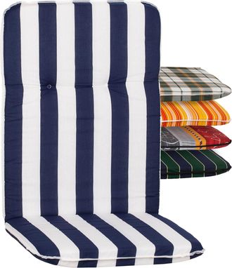 Beo Hochlehner Auflagen Waschbar Bali | Made in EU nach Öko-Tex Standard | Atmungsaktive und UV-beständige Gartenstuhlauflagen Hochlehner mit Halteband | 