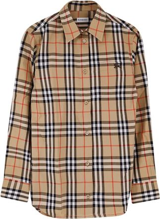 Burberry Femme, Blouses et Chemises, Beige, Taille: 30 FR Chemise en coton &agrave; carreaux