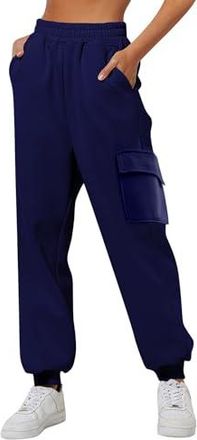Generic QWUVEDS Pantalon de sport pour femme - Pantalon de jogging - Taille élastique - Avec poches - Pantalon de jogging avec poches - Taille haute - Confort