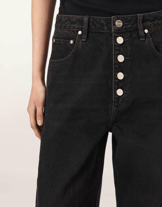 AllSaints Carter jean boutonn&eacute; marron teint en pi&egrave;ce