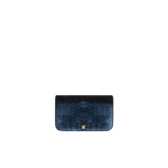 Elisabetta Franchi Samt-Umh&auml;ngetasche mit Krokodilpr&auml;gung - - Bags - Damen - Blau - ONE SIZE