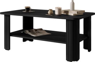 Mirjan24 Couchtisch Rylvi, stilvoller und praktischer Teetisch mit Ablagefach, ideal als Kaffeetisch oder Beistelltisch im Wohnzimmer (Schwarz)