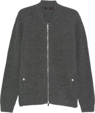 Zanone cardigan côtelée à fermeture zippée - Gris