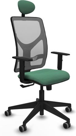 Piqueras y Crespo Call Center Stuhl mit 1D-Armlehnen, h&ouml;henverstellbarer Lendenwirbelst&uuml;tze und festem Kopfteil, ausgestattet mit 3 Positionen und Schneideschaum, Grau/