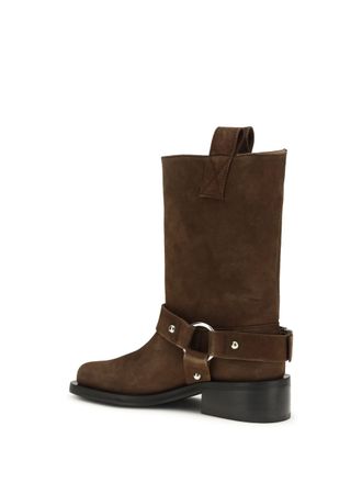 Ganni Womens Biker Boots Suede Chicory Coffee Calf Leather (bos Taurus)