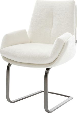 DELIFE Schwingstuhl Clea-Flex Freischwinger flach Graphit Boucl&eacute; Soft Beige