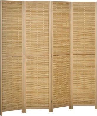 HOMCOM Paravent 4-teilig, 160 x 170 cm Raumteiler, Trennwand aus Bambus, Faltbarer Sichtschutz, Raumtrenner Stellwand f&uuml;r Wohnzimmer, Schlafzimmer