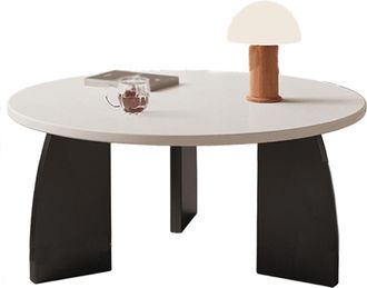 Generic Wohnzimmertische Mittelalterlicher Stil Rund Verdicktes Massivholz Couchtische Breite Tischplatte Elegante Massivholzbeine Stubentisch für Wohnzimmer,