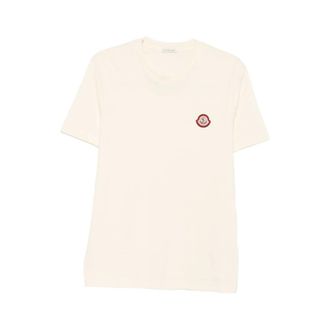 Moncler T-shirt en jersey de coton avec logo - Homme - Tops - Beige - Taille: L