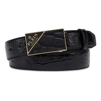 Philipp Plein Homme, Accessoires, Noir, Taille: 95 CM Leather Belt Hexagon
