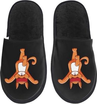 Generic Unisex Pantoufles Chat en mouvement Chaussures de Maison Chaud Chaussons Femme pour Homme Femme Hiver L