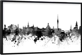 artboxONE Poster mit schwarzem Rahmen 60x40 cm Städte Dresden Skyline Black - Bild Dresden Black and White Cities