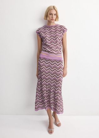 Mango Top imprim&eacute; maille pourpre - Femme - XS - MANGO