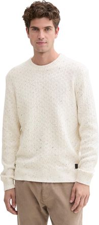 Tom Tailor Herren Strickpullover mit Rundhals-Ausschnitt, 36975 - Offwhite Multicolor Neps, XL