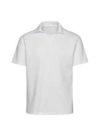 Trigema Poloshirt TRIGEMA Oversized Poloshirt ohne Knopfleiste in Waffeloptik (1-tlg)