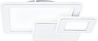 Eglo LED Deckenleuchte Mentalurgia, 3 flammige Wandlampe, Deckenlampe aus Stahl in Chrom und Kunststoff in Weiß, quadratische Wohnzimmerlampe mit Farbtempe