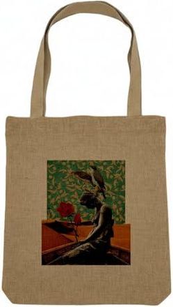 Fabulous Sac Shopping Tote Bag Aspect Lin - Collage Statue Amoureux Collage Vintage Illustration Art Humour Surreal - Sac de Courses Toile Epaisse 360g Beige N