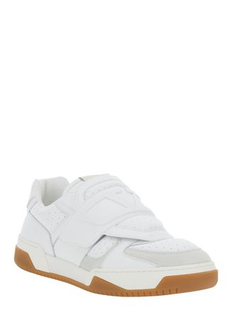 Valentino Garavani Mens White Low Top Sneakers With Maxi Vlogo Calf Trainers