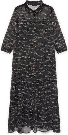 Fiorella Rubino Femme, Robes, Noir, Taille: 48 FR Longue Robe Chemise avec Imprim&eacute; de Lettres