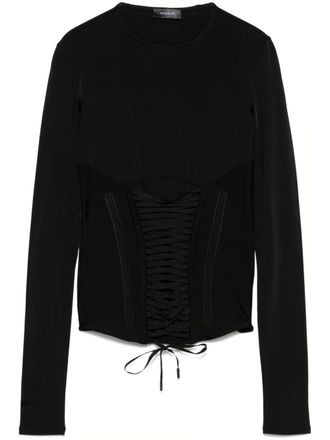 MUGLER haut &agrave; d&eacute;tail de la&ccedil;age - Noir