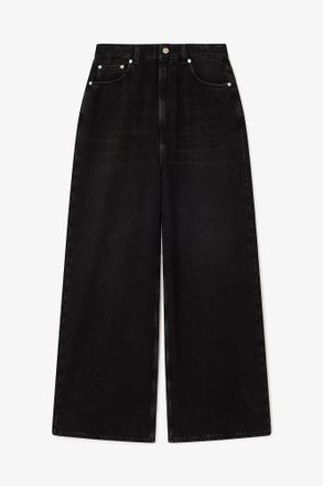 Ganni schwarz gewaschene Baggy-Jeans Bio-Baumwolle - Gr&ouml;&szlig;e 24